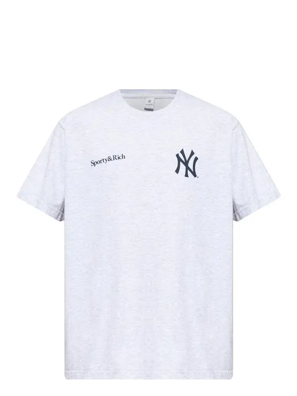 SPORTY & RICH Yankees Serif Crewneck T-shirt - Grey