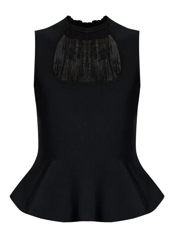 Alexander McQueen Top With Lace Insert - Black