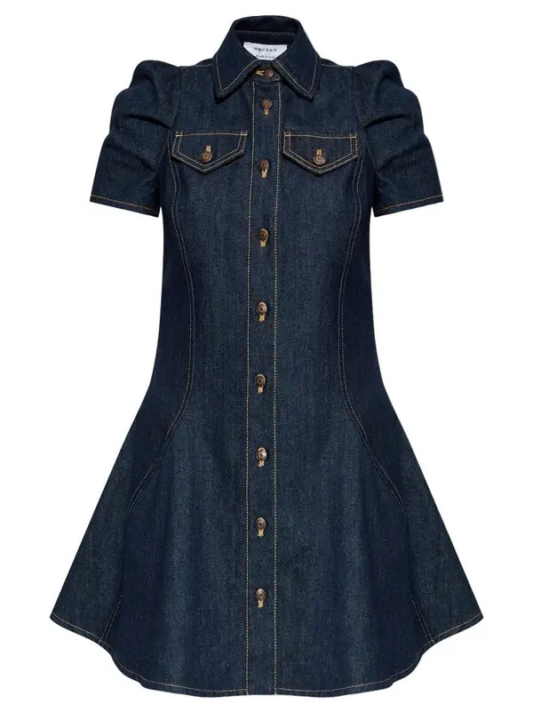 Alexander McQueen Denim Mini Dress - Navy Blue