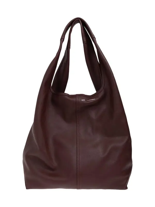 Ami Leather Shopper Bag - Burgundy