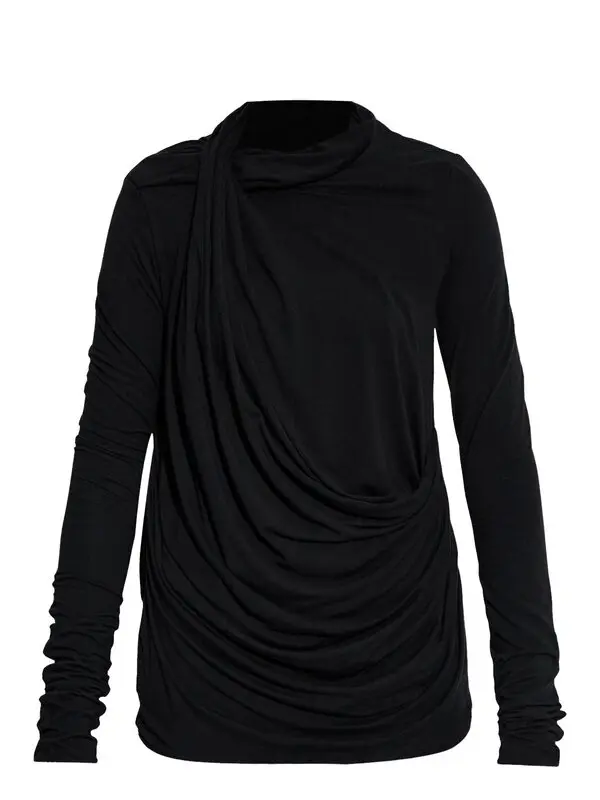 ENTIRE STUDIOS Long-sleeve Asymmetrical Draped Top - Black
