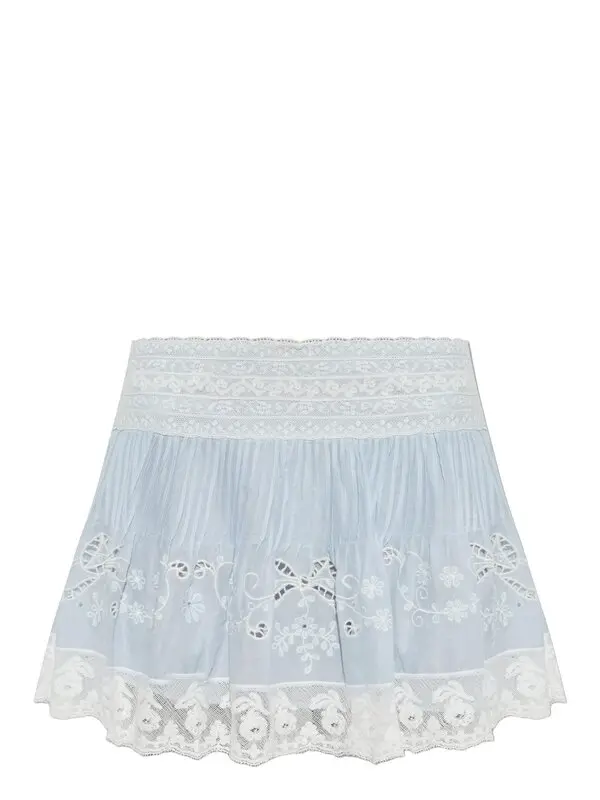 LoveShackFancy Levant Mini Skirt - Light Blue