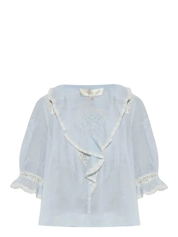 LoveShackFancy Sinora Shirt - Light Blue
