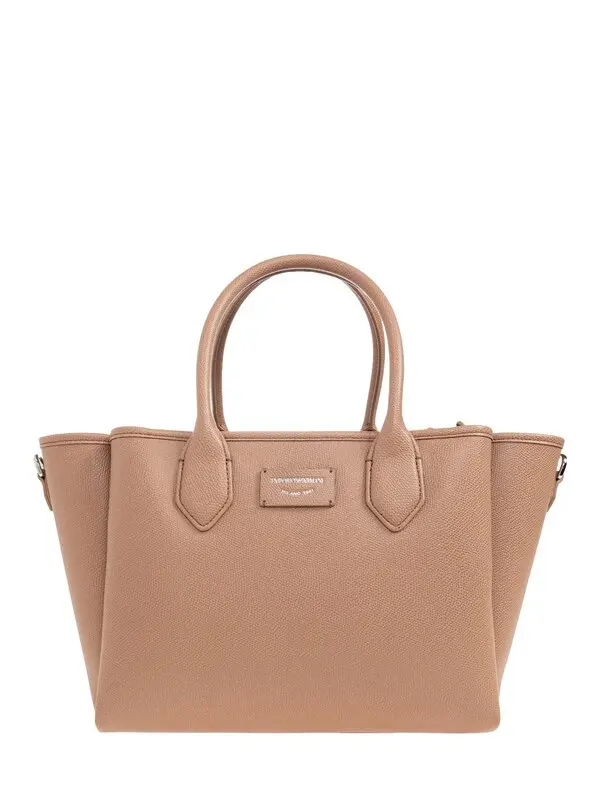 Emporio Armani Tote Bag With Embossed Logo - Beige