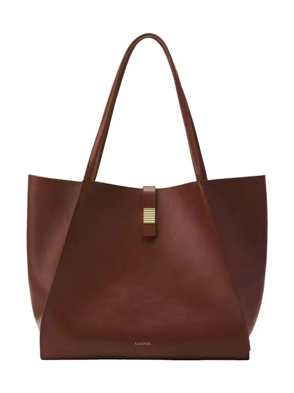 LANVIN Leather Clasp-closure Tote Bag - Brown