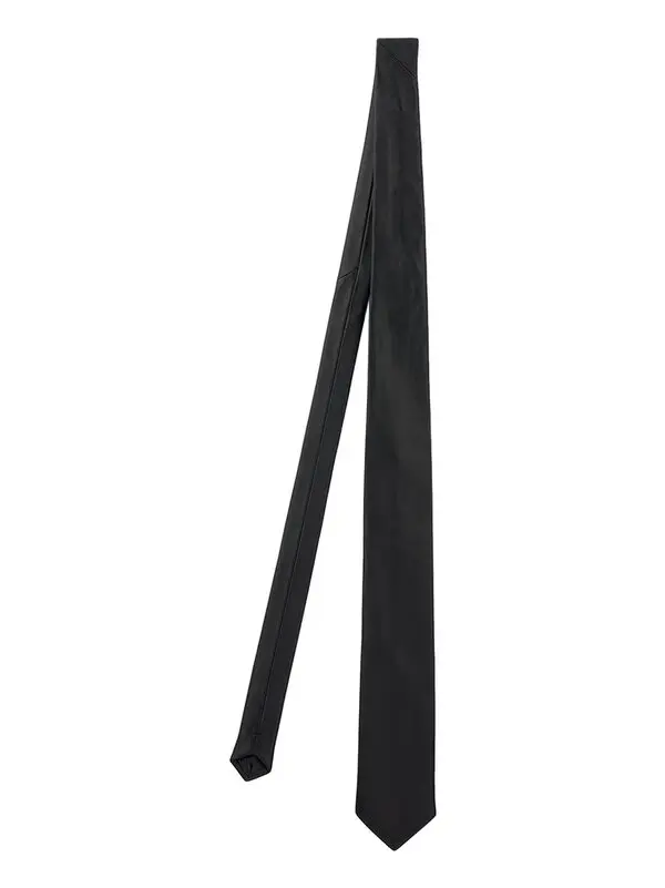 Sandro Oversize Leather Tie - Black