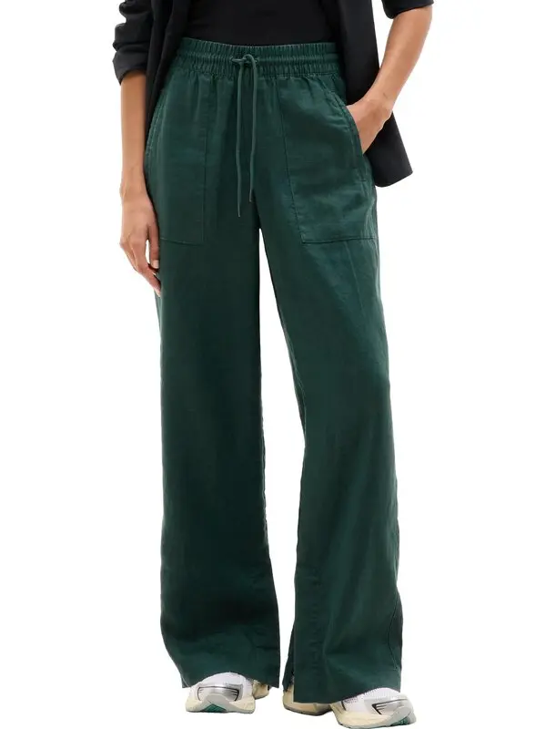 Athleta Retreat Linen Wide Leg Pants - Pine