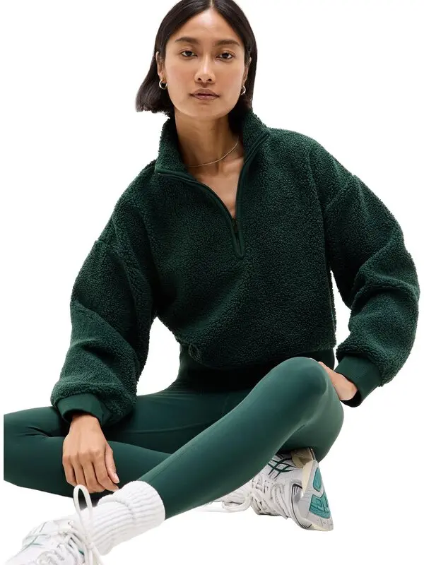 Athleta Relaxed Bouclé Fleece Pullover - Pine