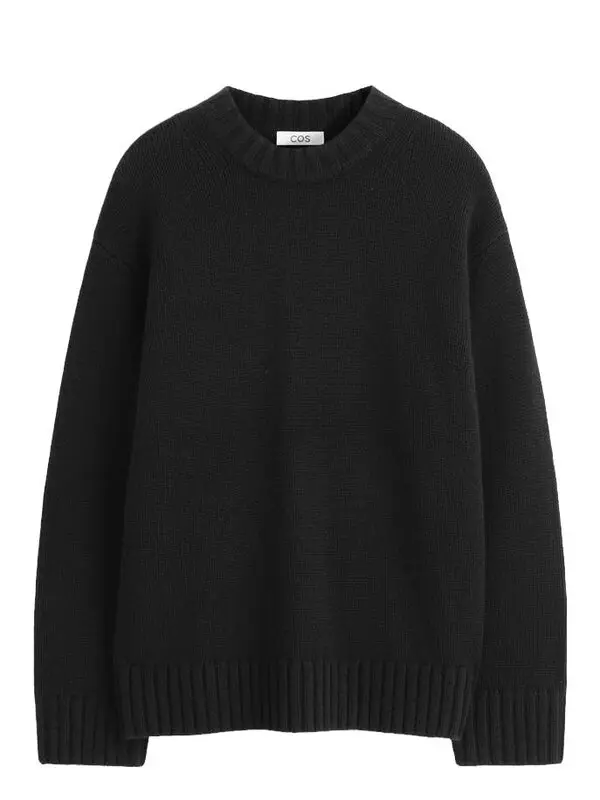 Cos Chunky Pure Cashmere Crew-neck Sweater - Black