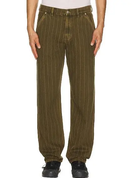 PLEASURES Rail Stripe Work Pants - Brown