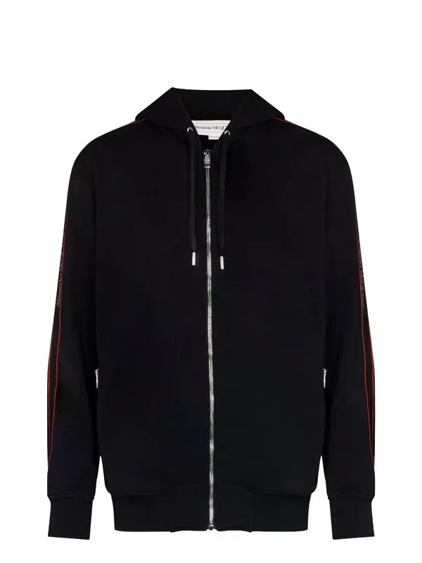 Alexander McQueen Logo Tape Zip-up Hoodie - Black