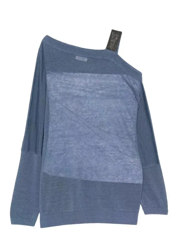 Brunello Cucinelli Knitted Asymmetric Top - Blue