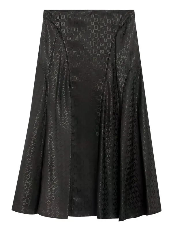 Fendi Ff-jacquard Midi Skirt - Brown