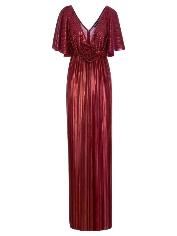 ROSERRY Pleated Floral Maxi Dress - Red