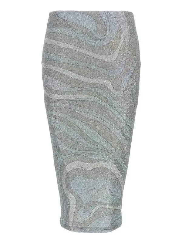 Emilio Pucci Marmo-print Jersey-lamé Knee-length Skirt - Grey