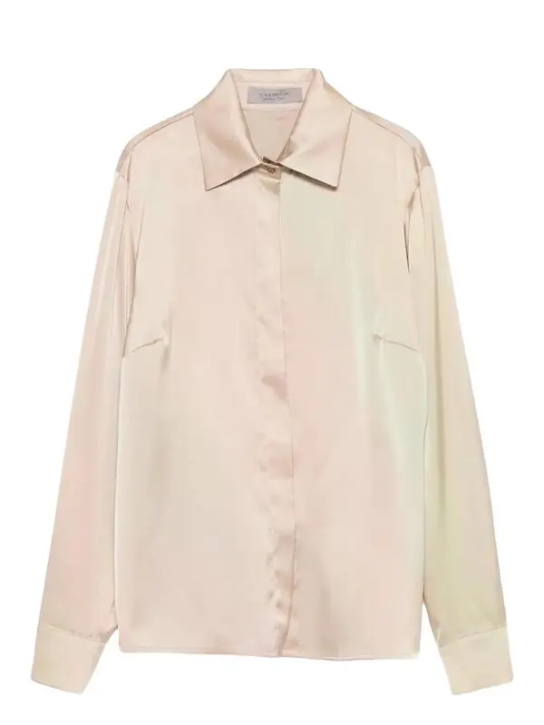 D.exterior Classic-collar Satin Shirt - Neutrals
