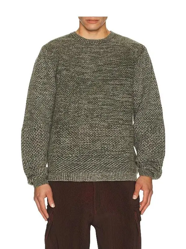 ISA BOULDER Solid Crochet Crewneck Sweater - Grey