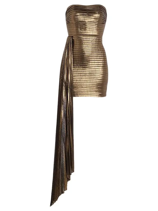 Retrofete Marcy Metallic Mini Dress - Brown Gold