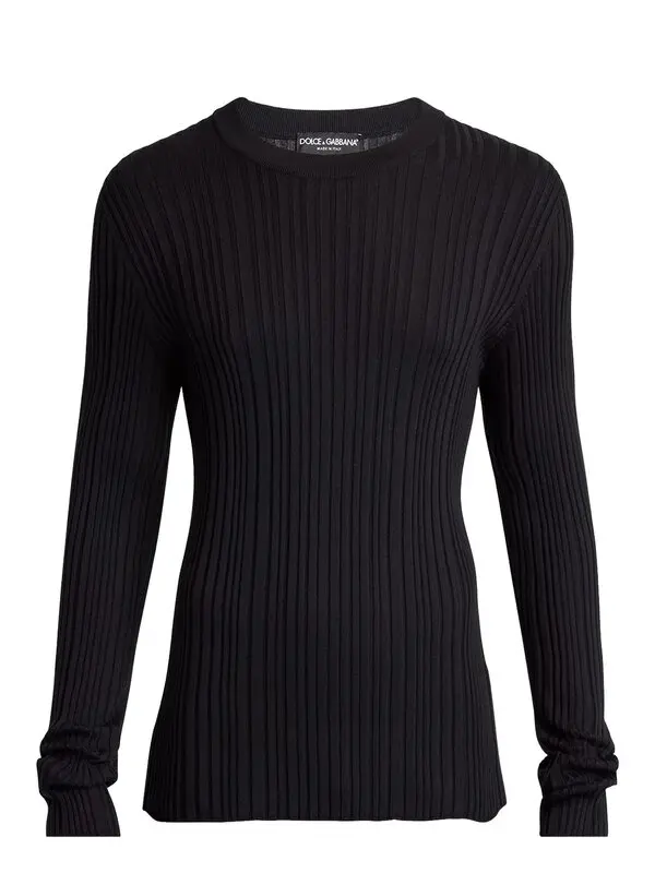 Dolce & Gabbana Silk And Cotton Ribbed Sweater - Black
