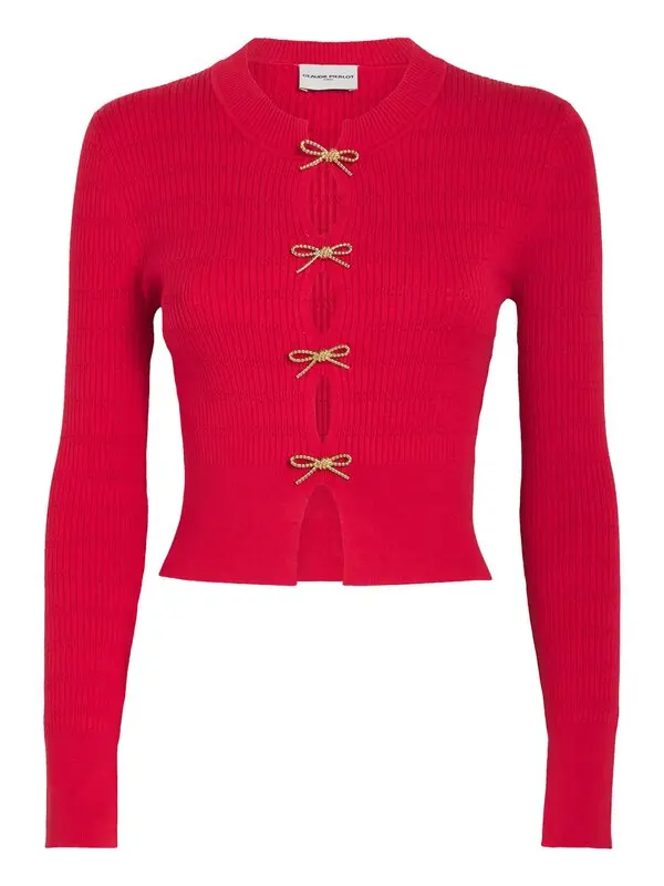 Claudie Pierlot Embellished Knitted Sweater - Red