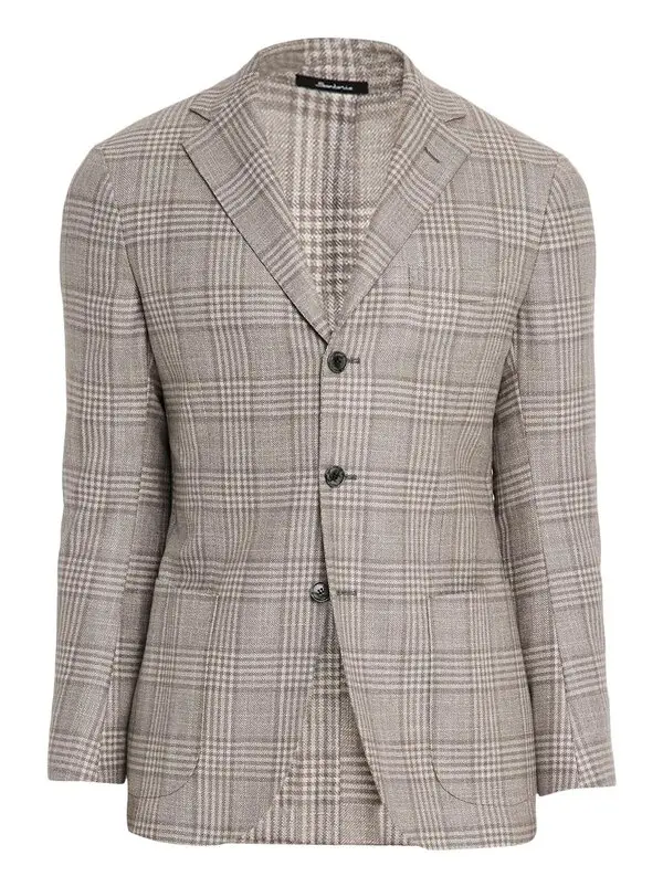 SARTORIO Wool, Silk, And Cashmere Plaid Sport Coat - Gray