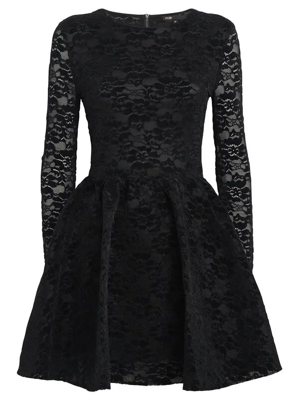Maje Velvet-lace Mini Dress - Black