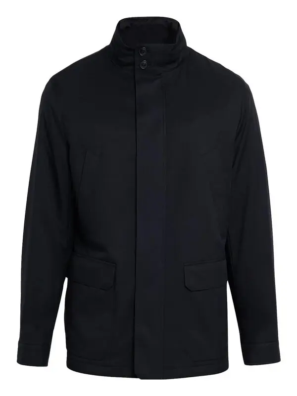 Zegna Technical Full-zip Car Coat - Nvy Sld