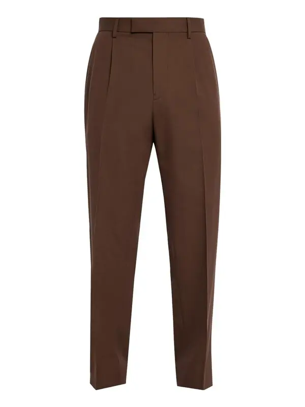 Zegna Cotton And Wool Single-pleated Trousers - Md Brw Sld