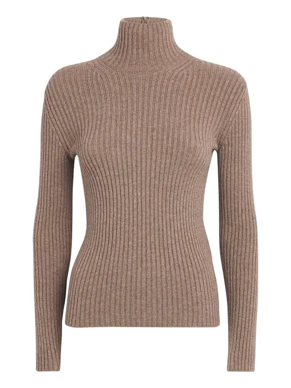 Max Mara Wool-blend Ribbed High-neck Sweater - Beige