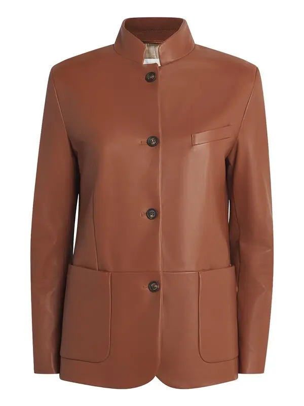 Eleventy Lamb Leather Single-breasted Jacket - Beige
