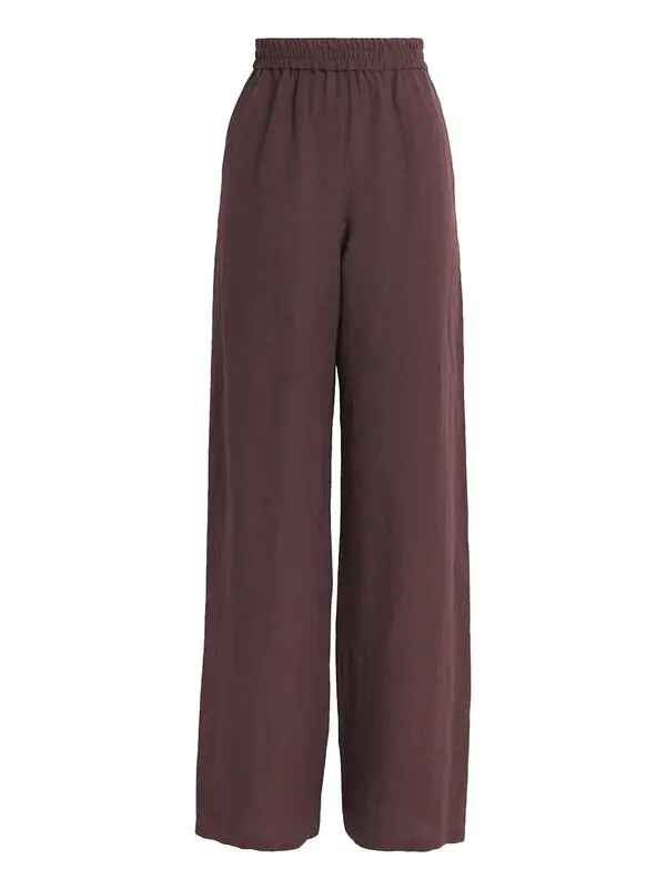 Eleventy Linen Palazzo Trousers - Burgundy