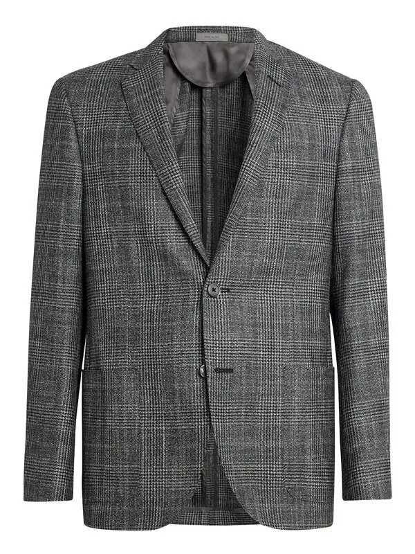 Corneliani Virgin Wool-blend Check Blazer - Grey