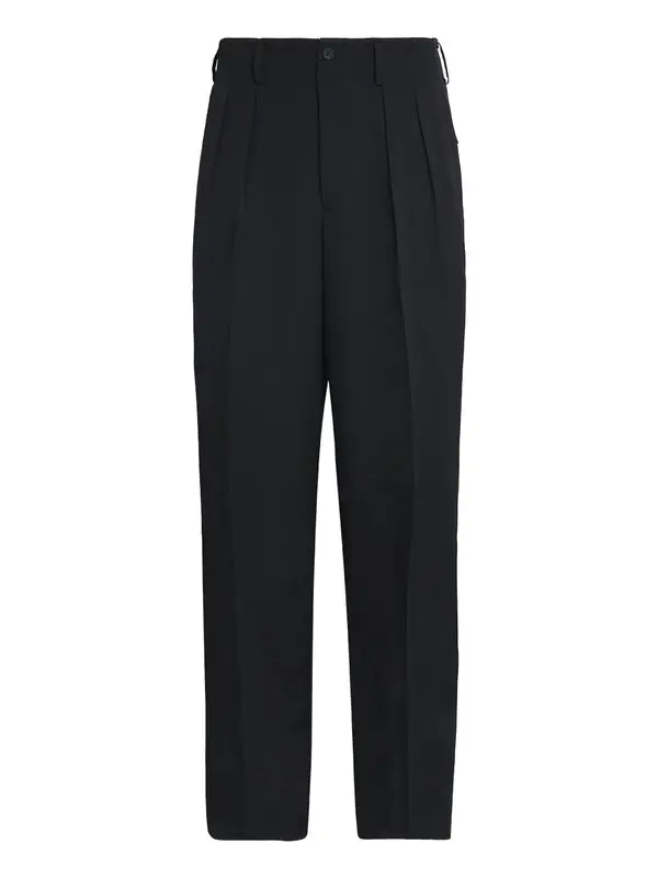 Yohji Yamamoto Wool Two-pleat Tailored Trousers - Black