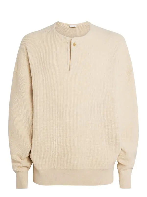 Fear Of God Virgin Wool Henley Sweater - Beige