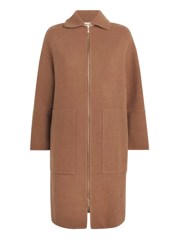 Eleventy Wool Collared Coat - Beige