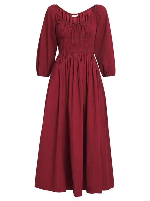DÔEN Organic Cotton Quintessa Midi Dress - Red