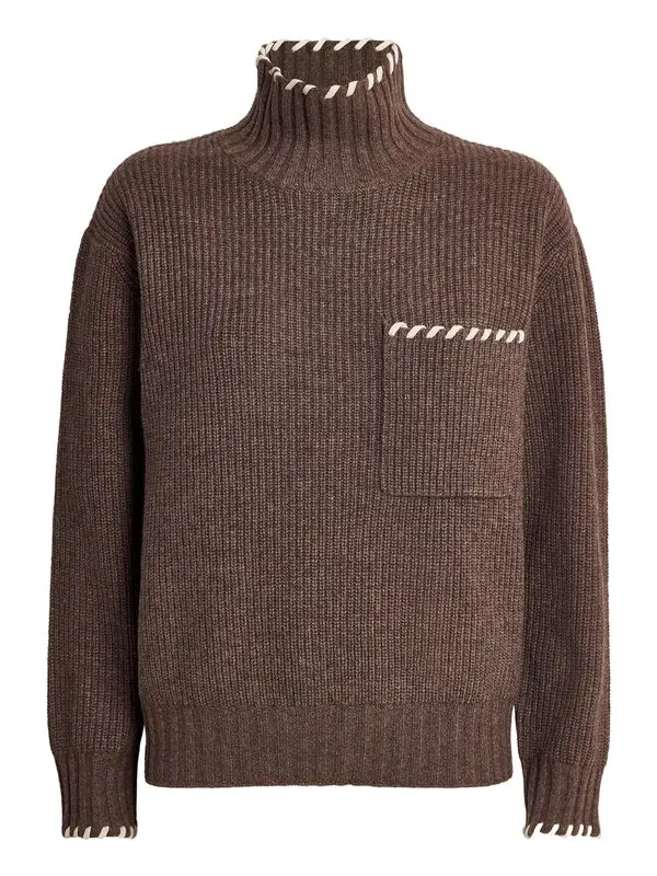 Sandro Wool-yak High-neck Sweater - Brown