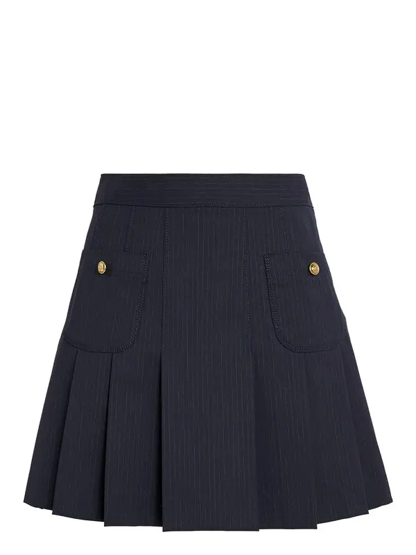 Sandro Wool-blend Pinstriped Mini Skirt - Blue