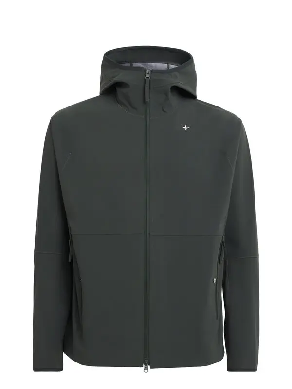 Stone Island Stretch-jersey Zip-up Hoodie - Green