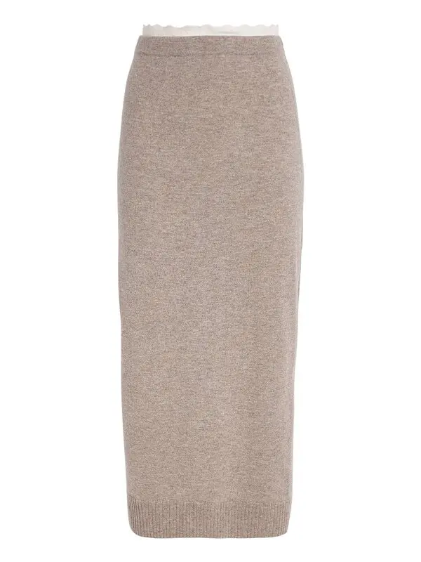 Sandro Wool-cashmere Knit Midi Skirt - Brown