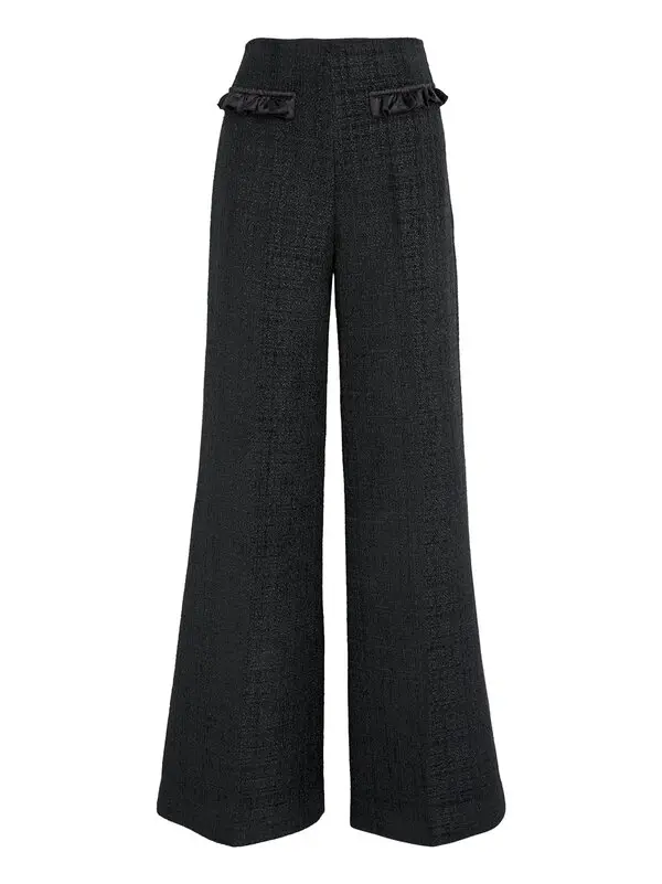 Sandro Tweed Wide-leg Trousers - Black