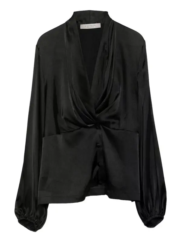 D.exterior Twisted Buttoned Blouse - Black