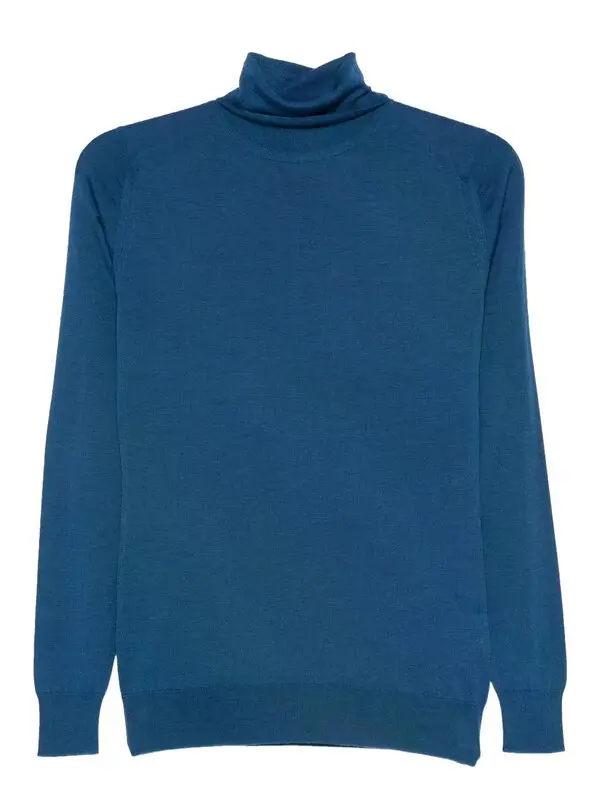 John Smedley Cherwell Merino Wool Turtleneck Sweater - Blue
