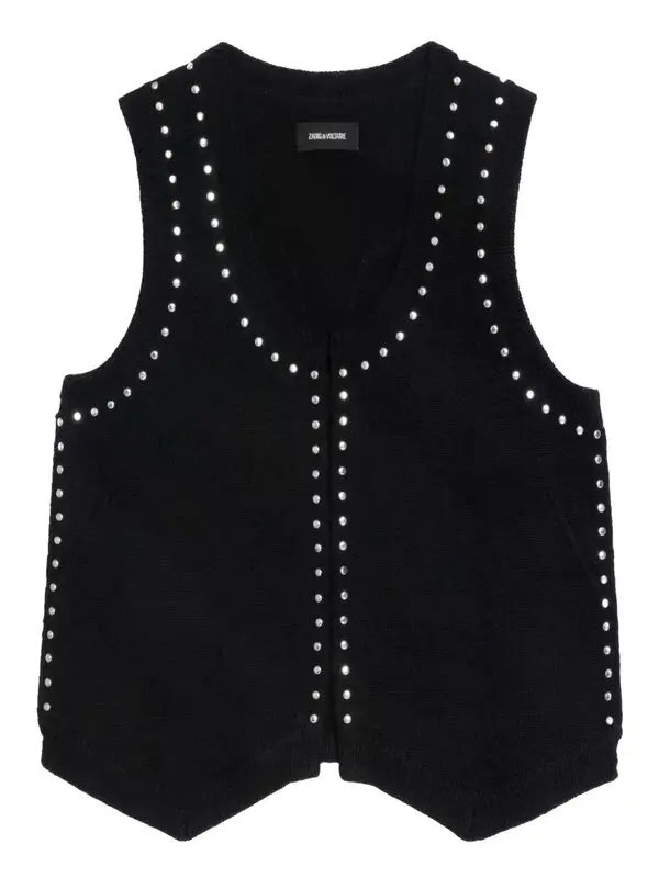 Zadig&Voltaire Embellished V-neck Knit Vest - Black