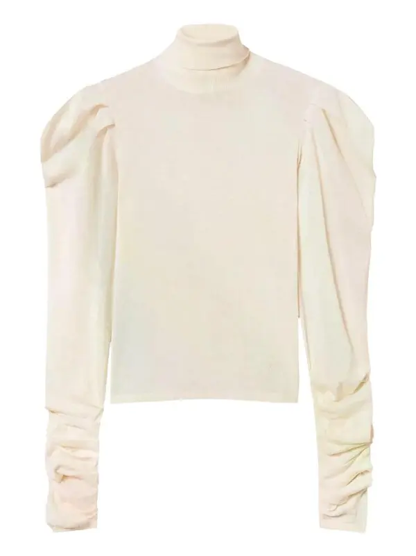 TWINSET Puff-sleeve Turtleneck Sweater - White