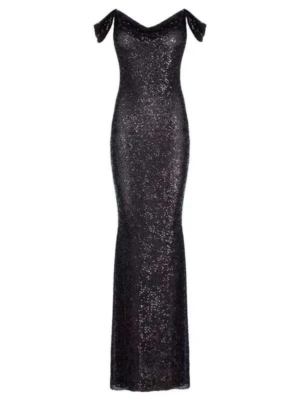 ROSERRY Sequin Embellished Maxi Dress - Black