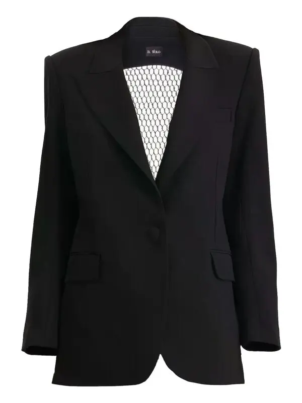 IL VOLO Long-sleeved Blazer With Net Detail - Black