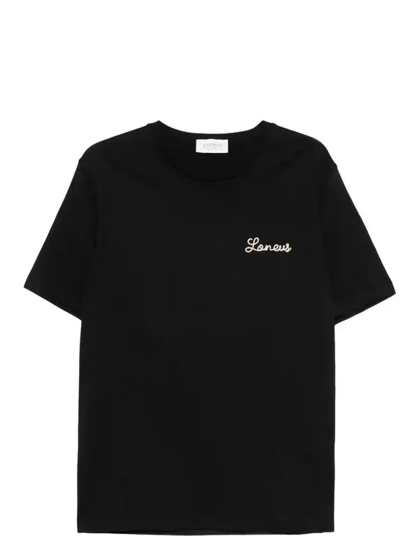 LANEUS Logo-embroidered T-shirt - Black