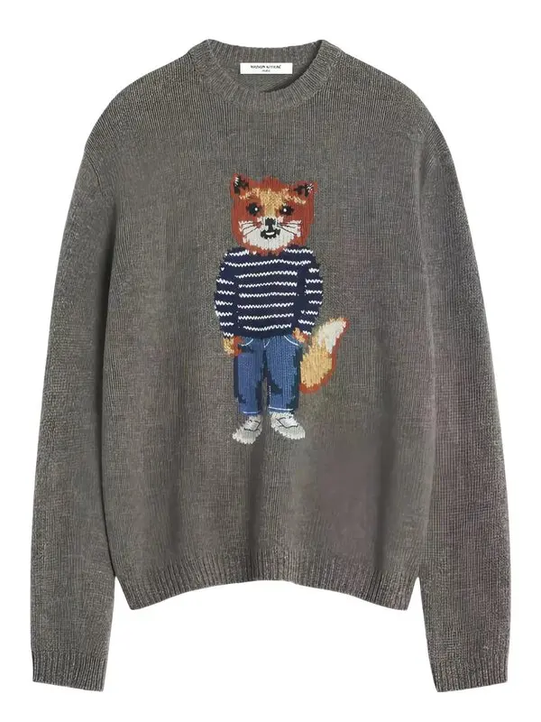 Maison Kitsuné Fox Graphic Crewneck Sweater - Grey