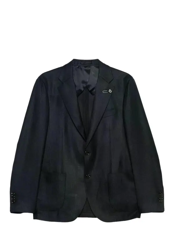 LARDINI Button Virgin Wool Blazer - Blue